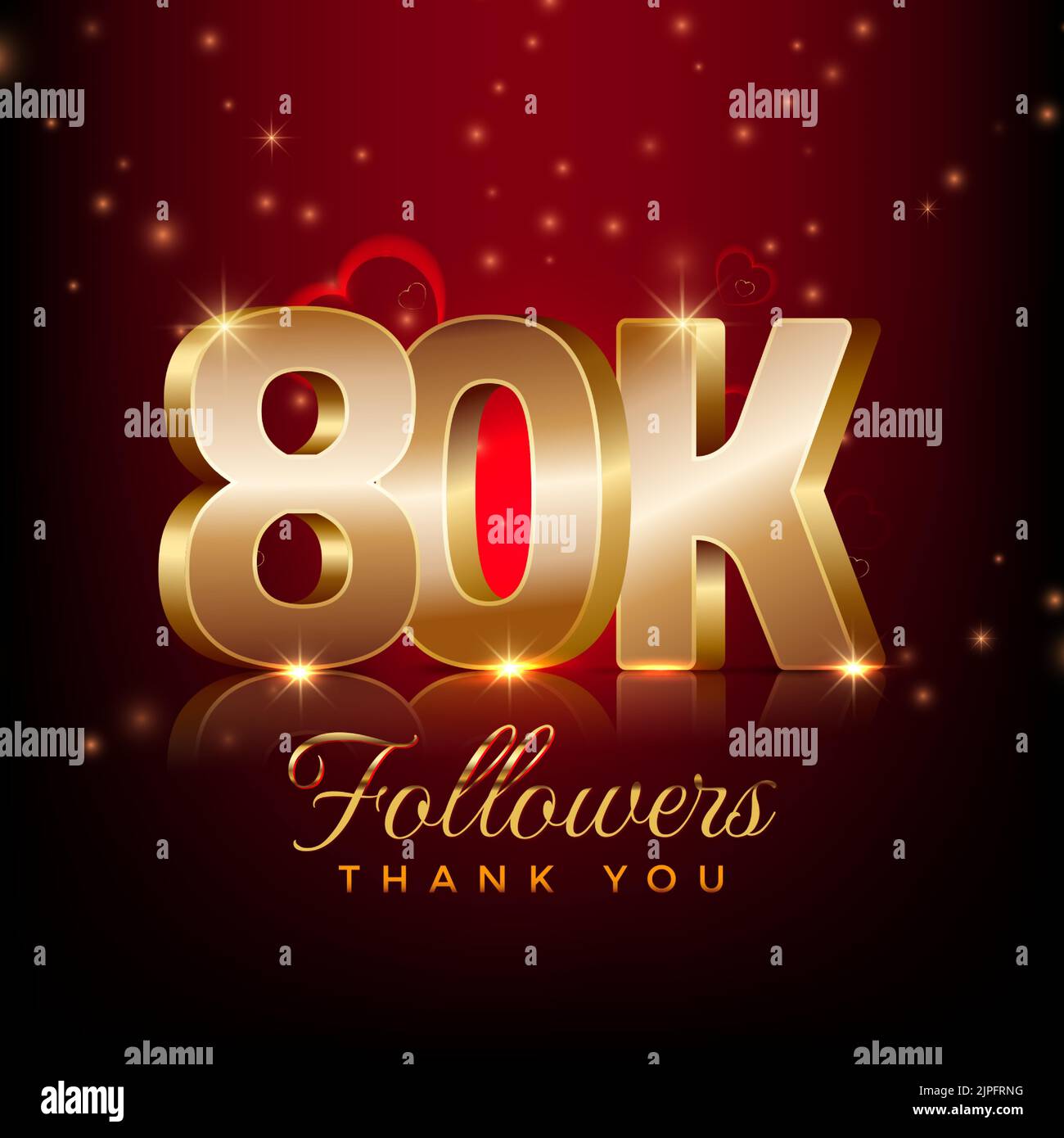 Thank you 80 thousand followers happy celebration banner 3d style red ...