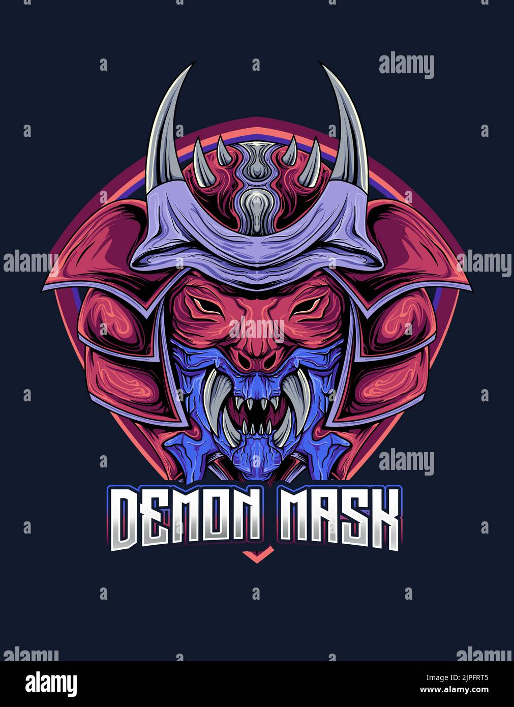 red mask demon skull illustration for e-sport gaming logo vector design ...