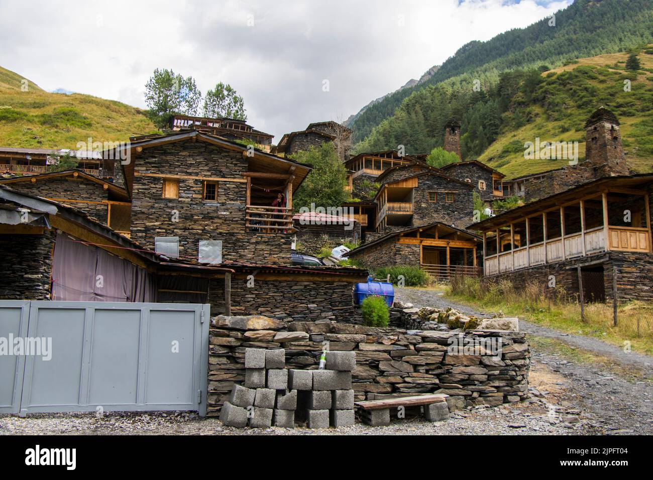 Village Dartlo, landmark and old buildings, Tusheti, Georgia. Old ...