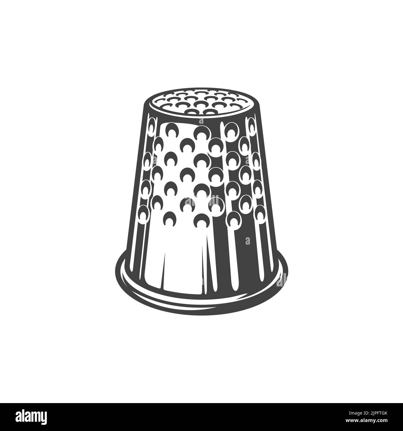 Thimble metal or plastic cap with closed end isolated monochrome icon ...