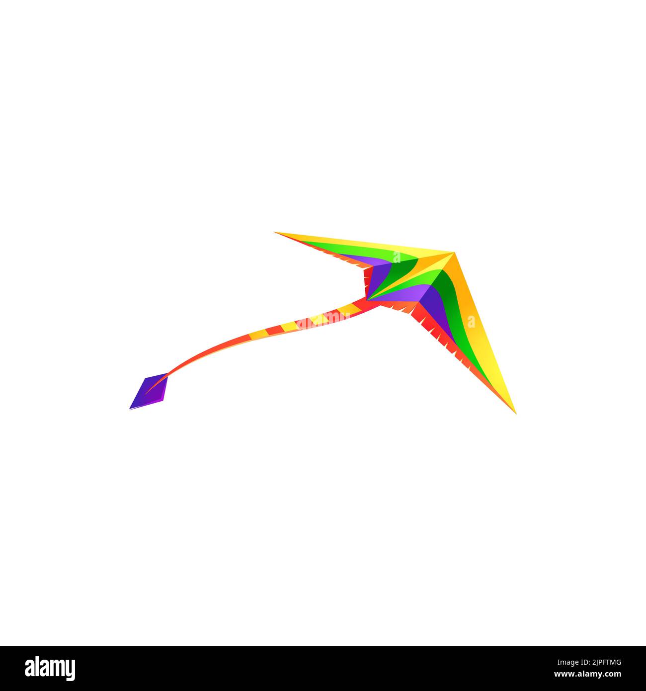 Cartoon kite isolated vector icon. Colorful flying kids toy in shape of ...