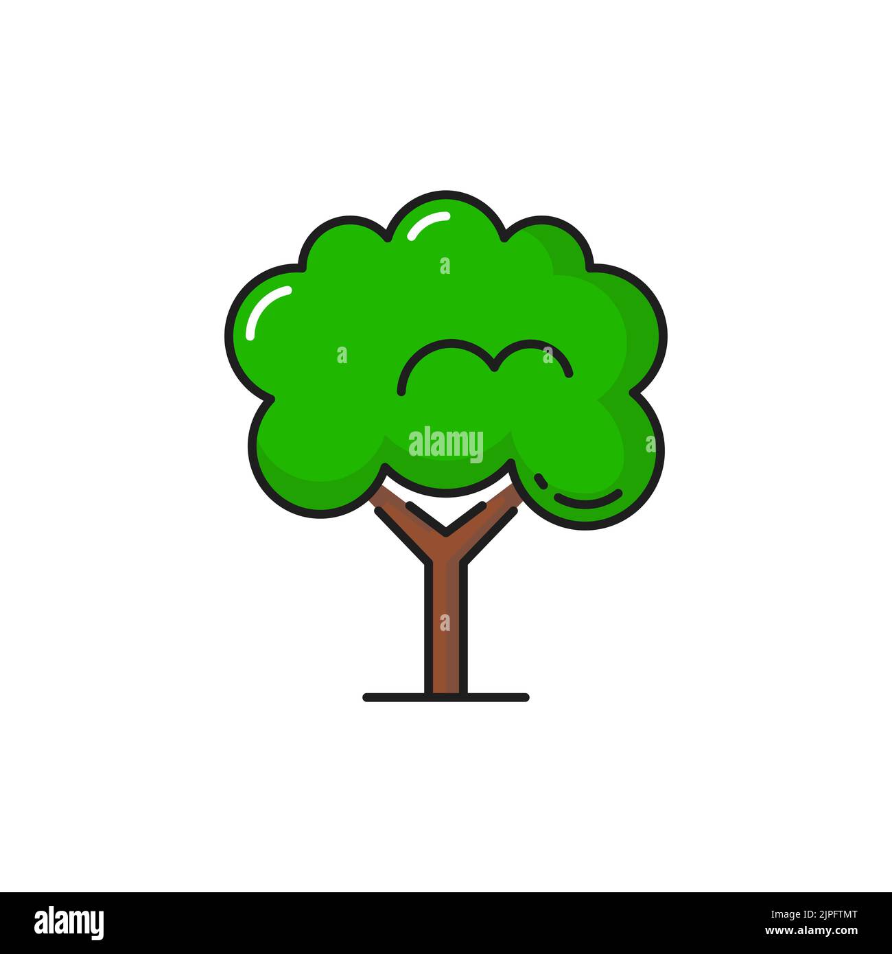 Tree icon, forest park or garden and tropical green plant, vector ...
