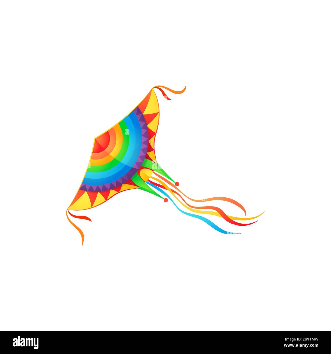 Cartoon kite isolated vector icon. Kids paper toy with bright wings and ...