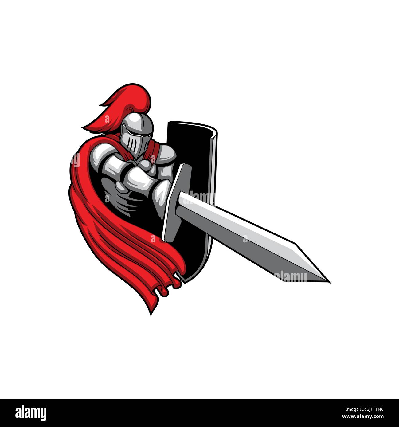 Medieval knight vector icon, heraldic mascot, warrior with sword. guard ...
