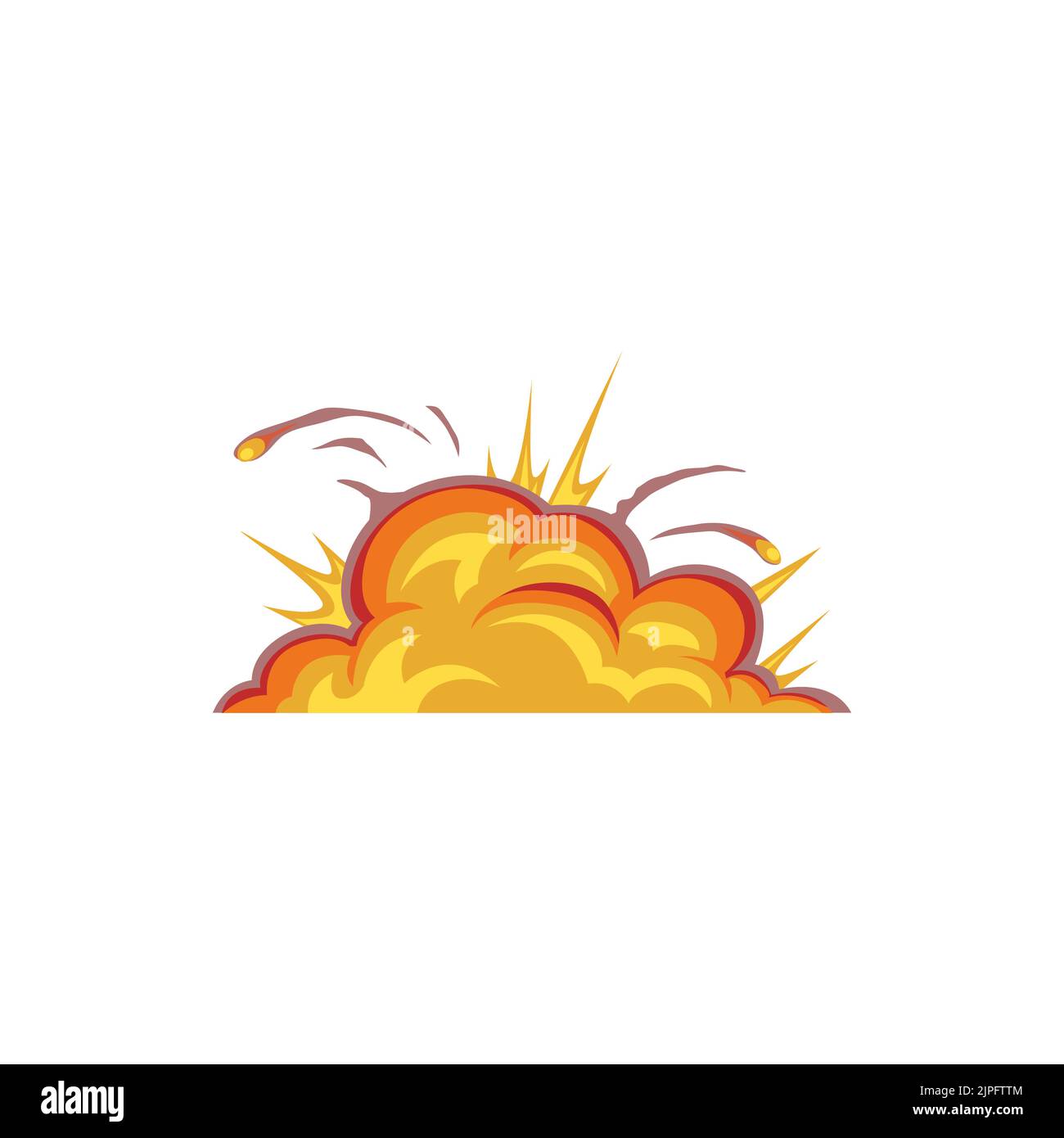 Fiery cloud bomb explosion isolated boom effect flat cartoon icon ...