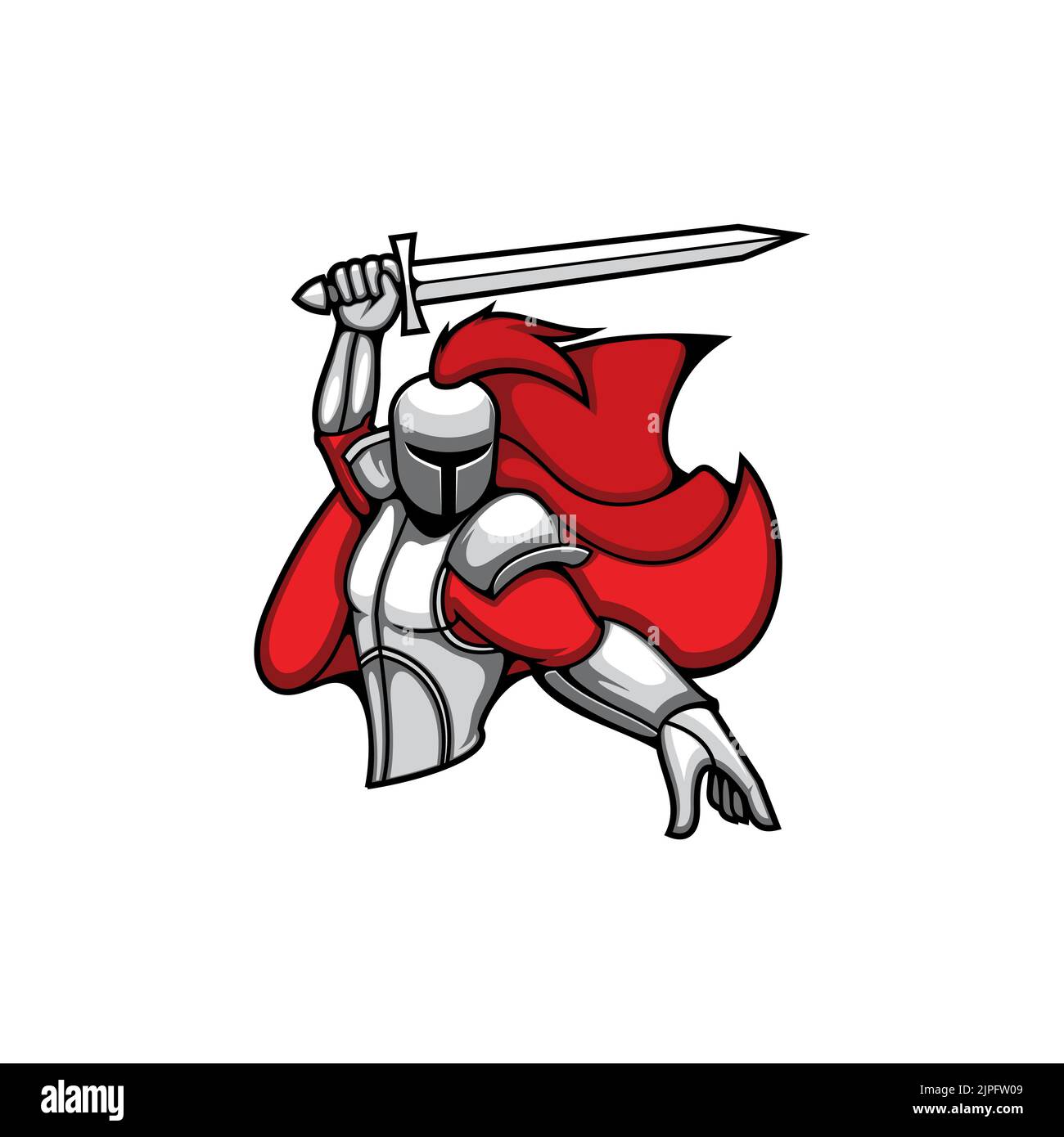 Medieval knight in metal suit, fifteenth century soldier isolated ...