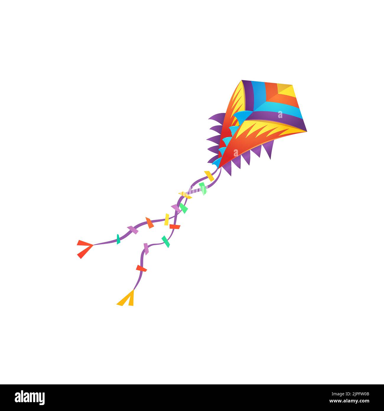 Cartoon kite isolated vector icon. Colorful flying kids toy in shape of ...