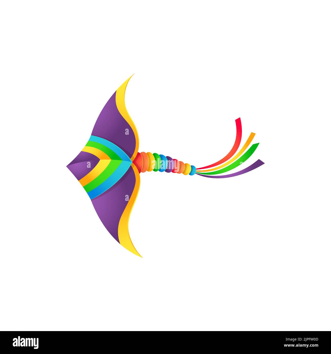 Cartoon kite isolated vector icon. Kids paper toy with bright wings and ...