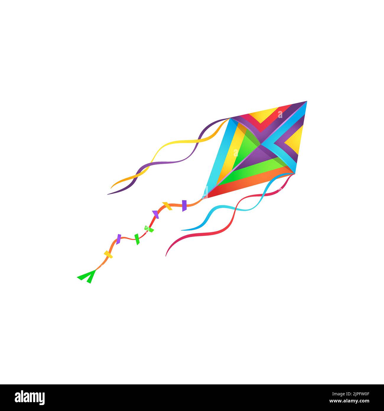 Cartoon kite isolated vector icon. Colorful flying kids toy in shape of ...