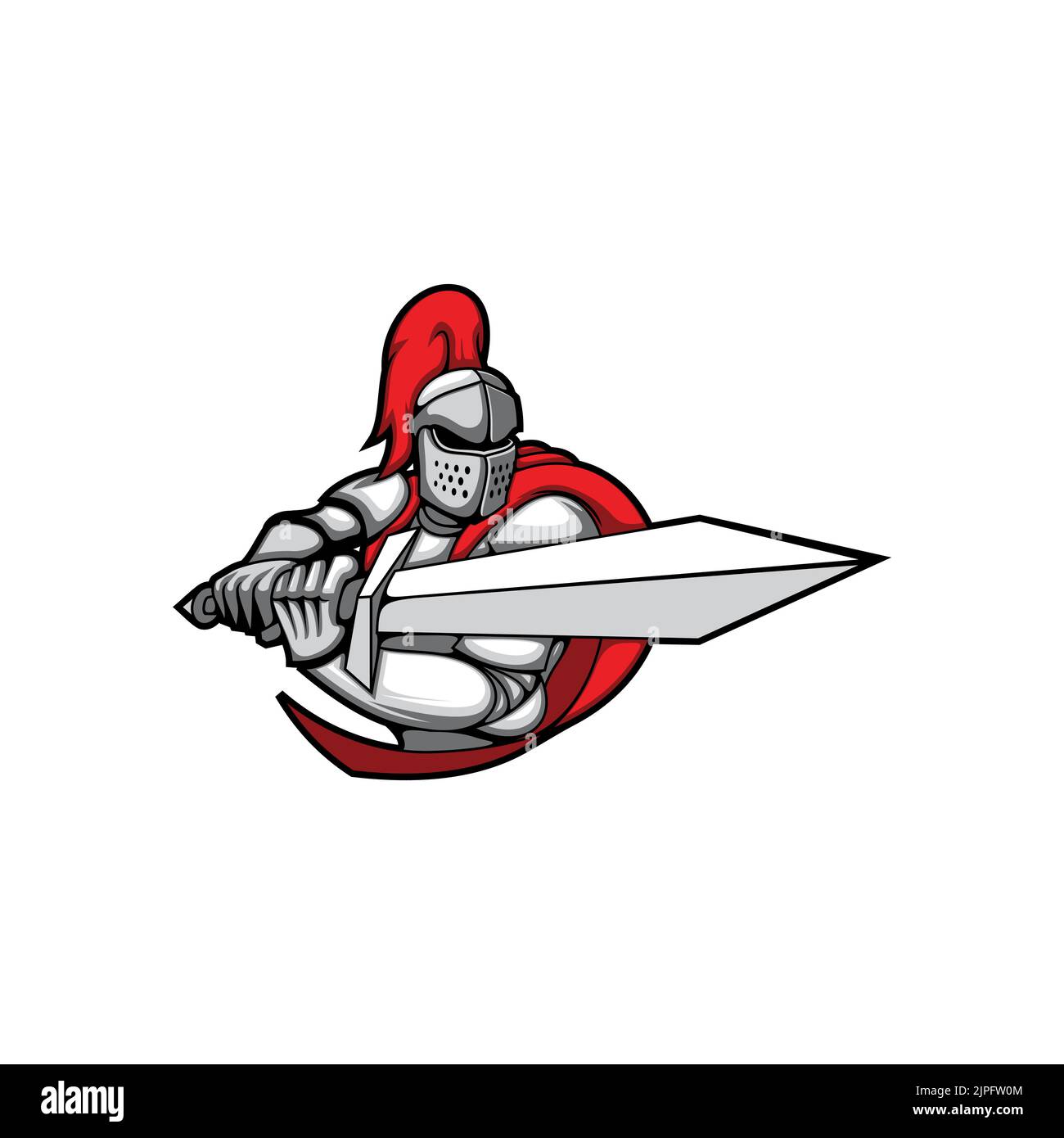 Templar in fight battle isolated emblem of retro hero. Vector costume ...