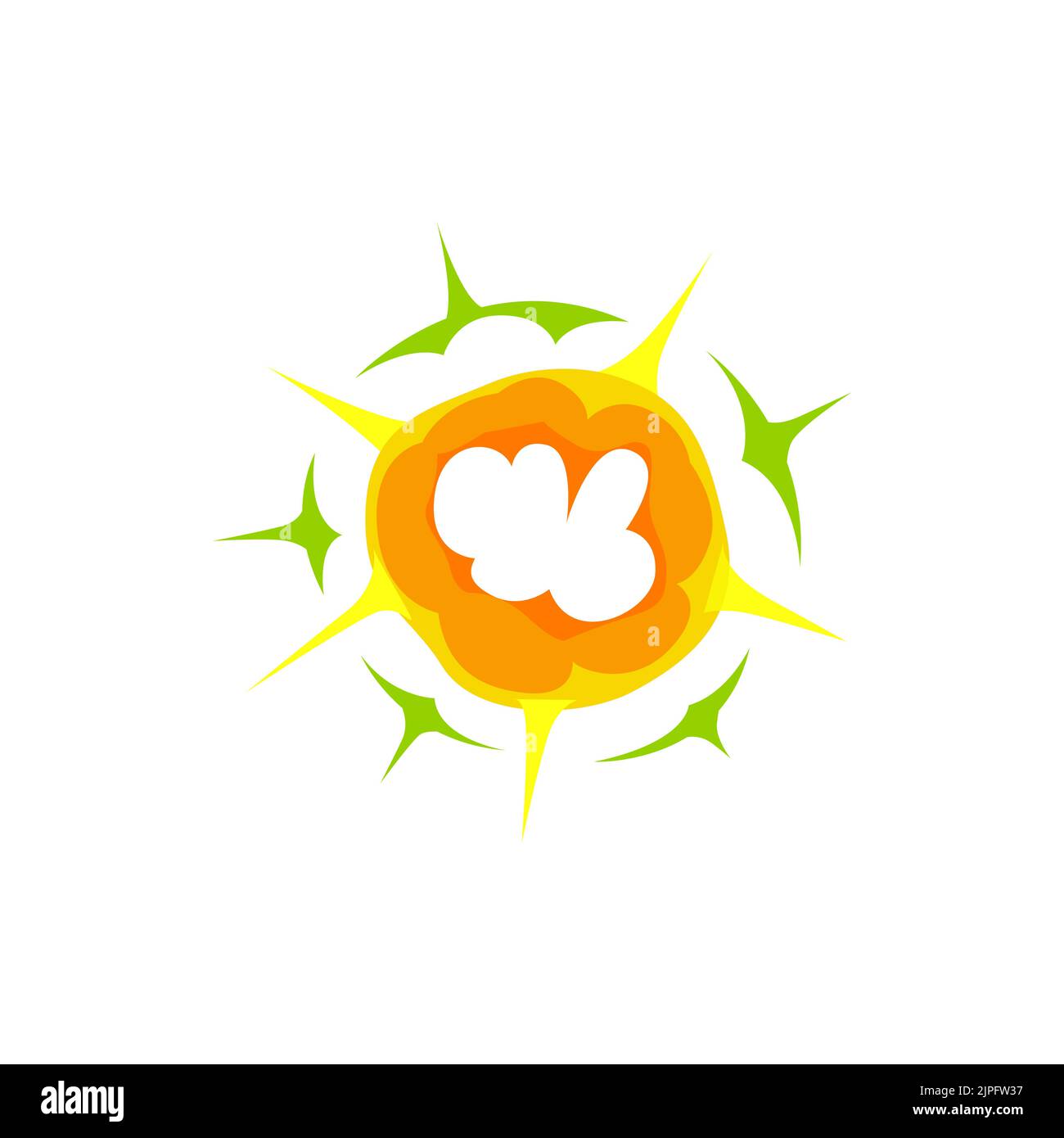 Boom effect from bomb explosion isolated round fiery ball icon. Vector ...