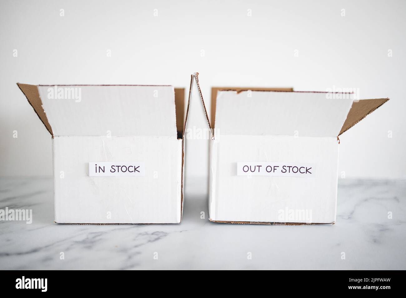 In stock vs out of stock texts inside of empty delivery parcels on ...