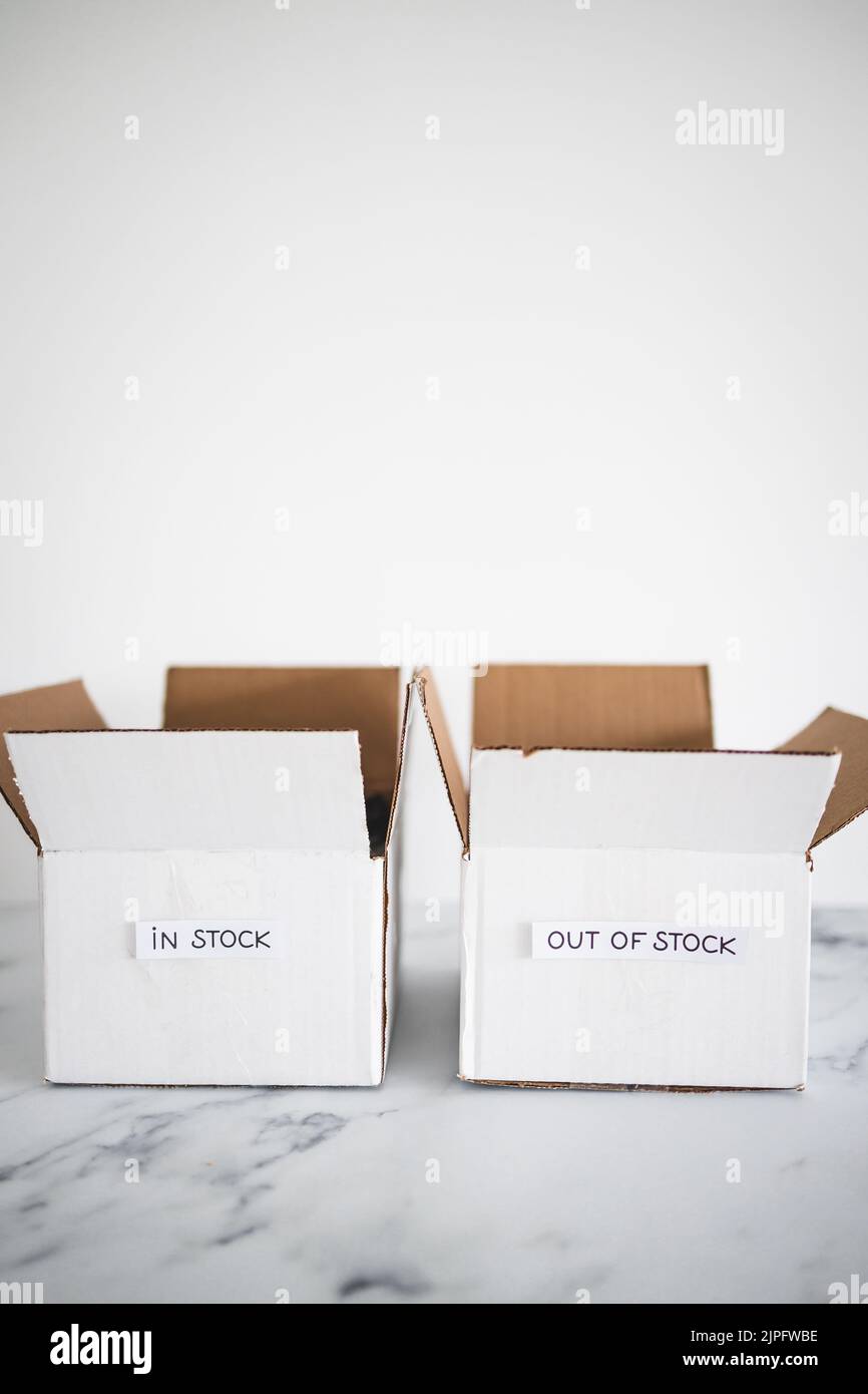 In stock vs out of stock texts inside of empty delivery parcels on ...