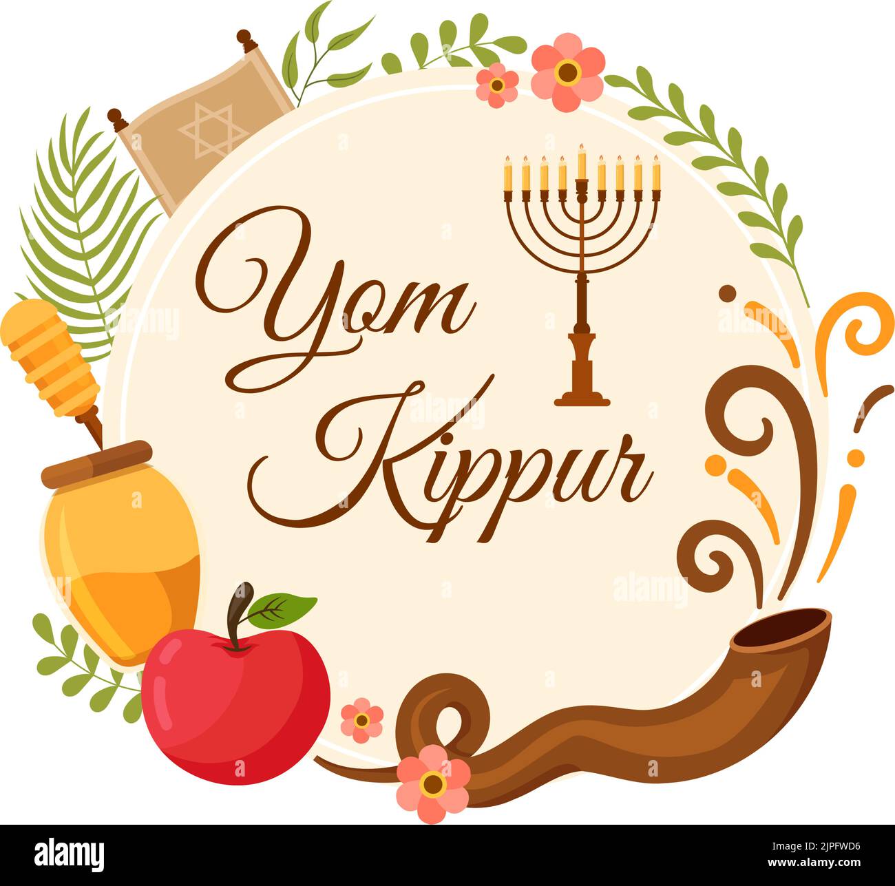 Yom Kippur Celebration Hand Drawn Cartoon Flat Illustration to Day of ...