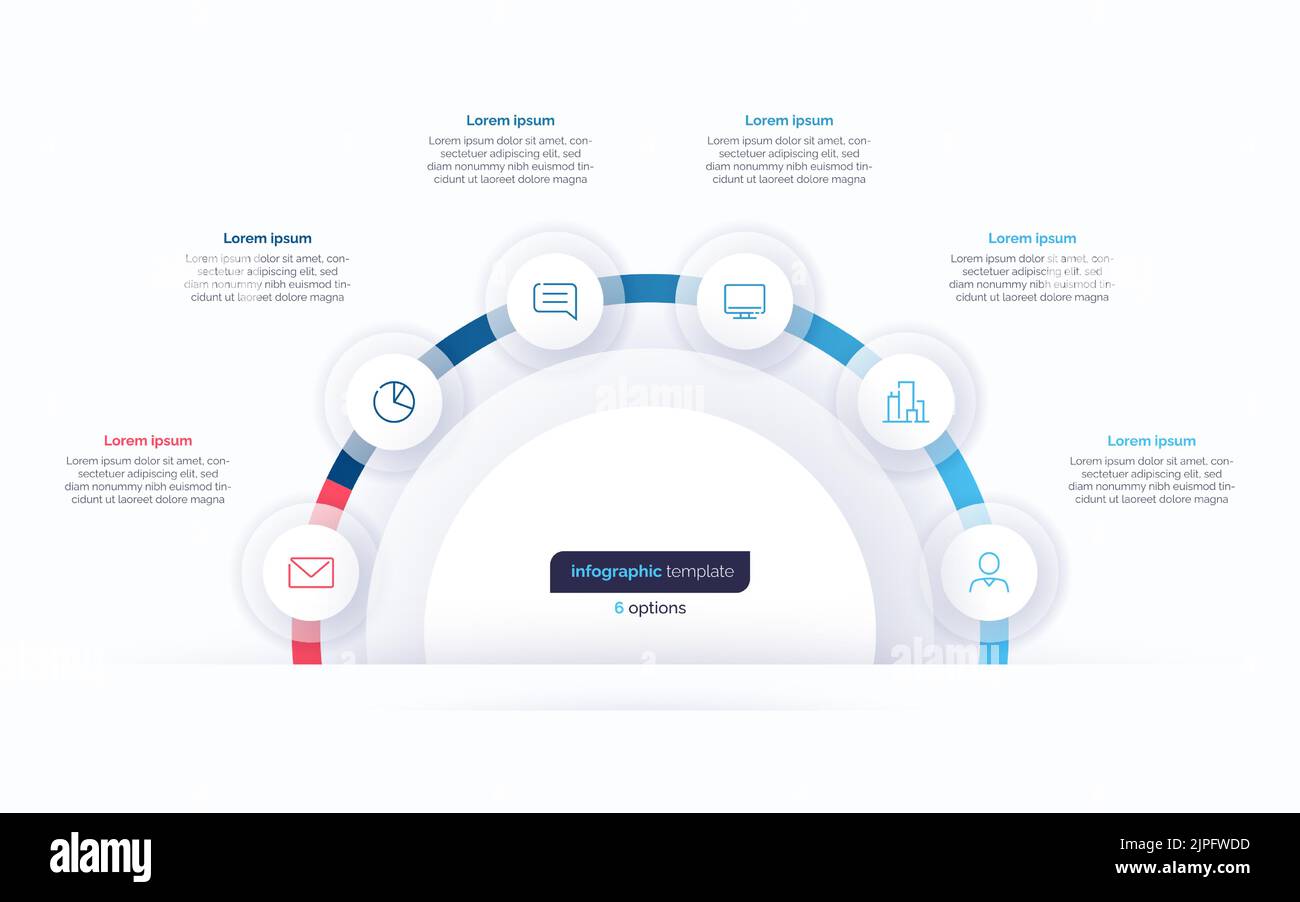 Six option circle infographic design template. Vector illustration ...