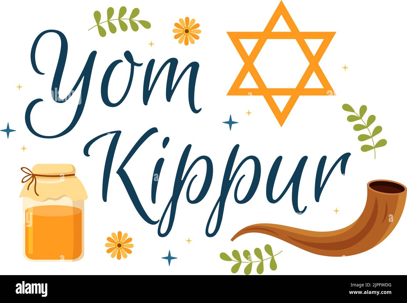 Yom Kippur Celebration Hand Drawn Cartoon Flat Illustration to Day of ...