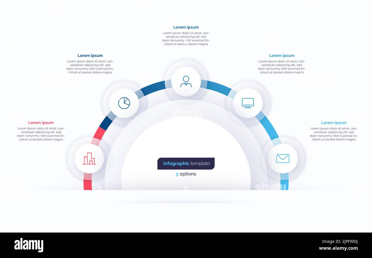 Five option circle infographic design template. Vector illustration ...