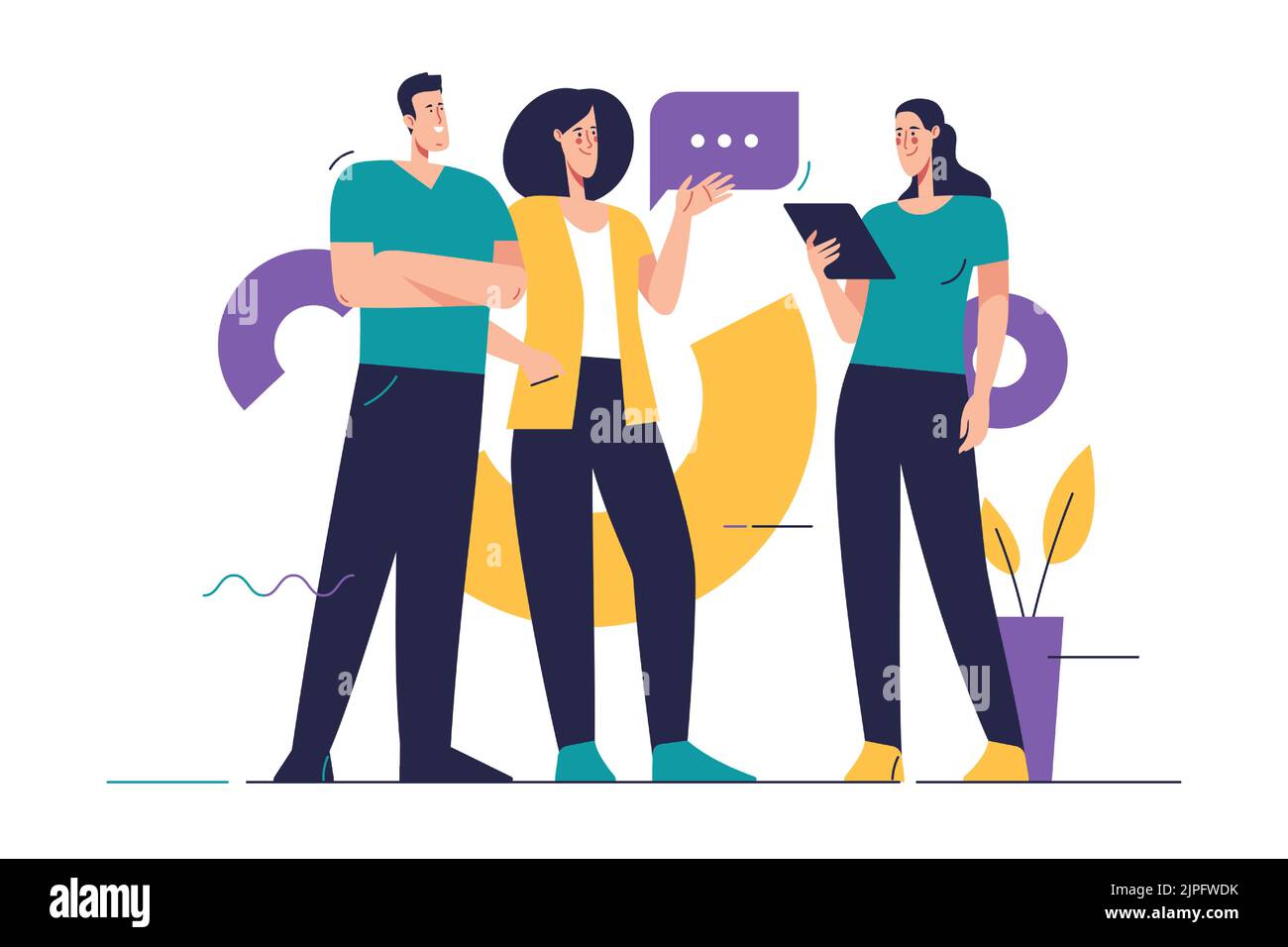 Flat style outline vector illustration depicting group of people on the ...