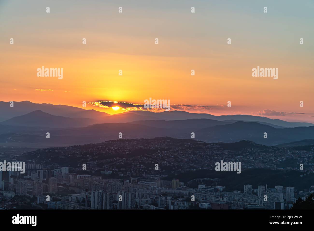 Sunset sky over Sarajevo Stock Photo - Alamy