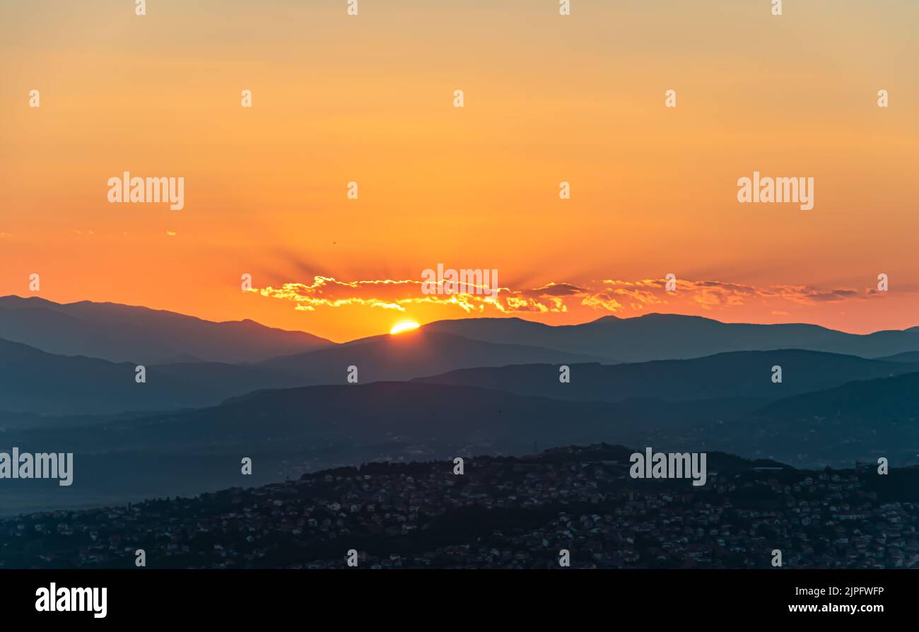 Sunset sky over Sarajevo Stock Photo - Alamy
