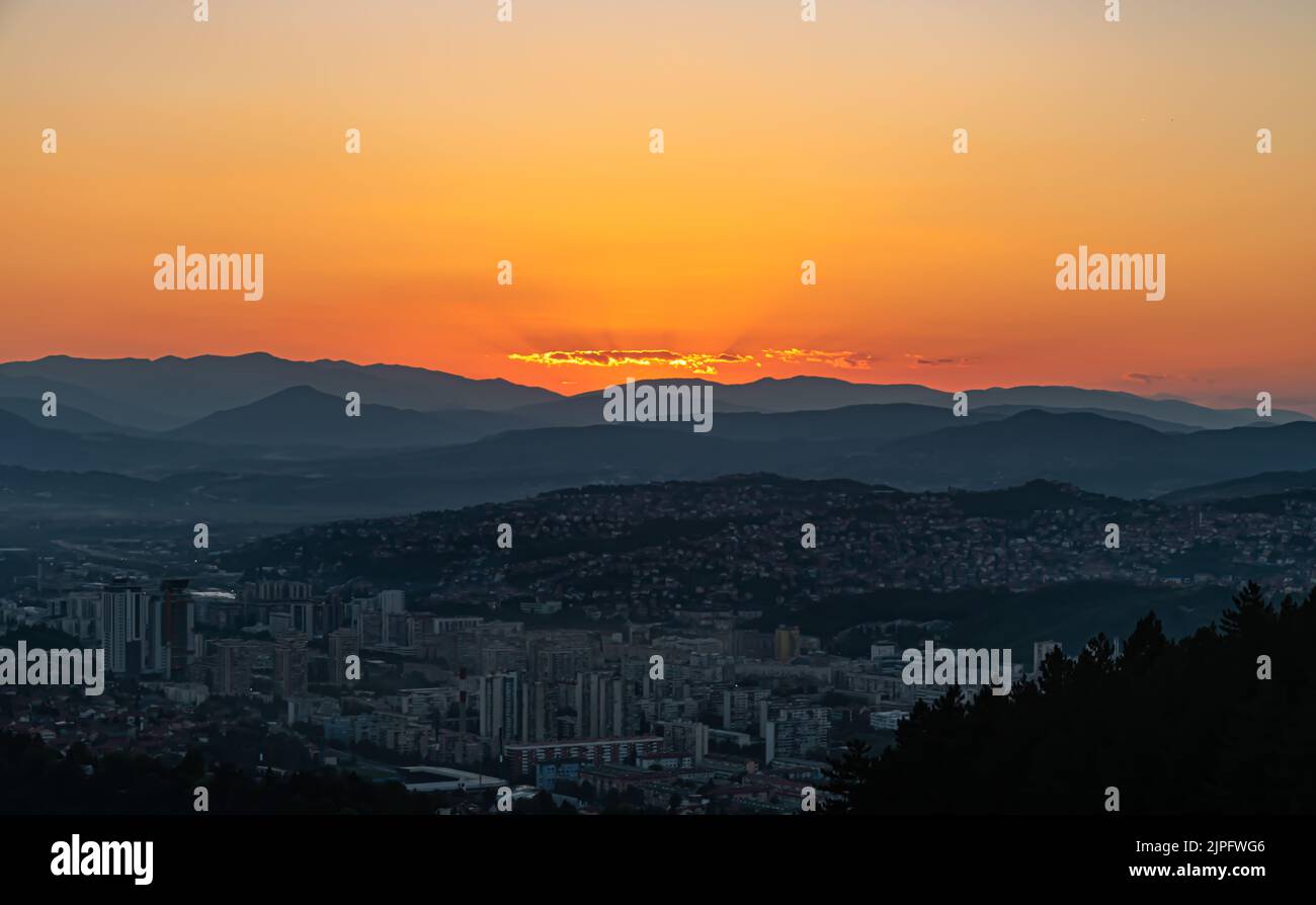Sunset sky over Sarajevo Stock Photo - Alamy