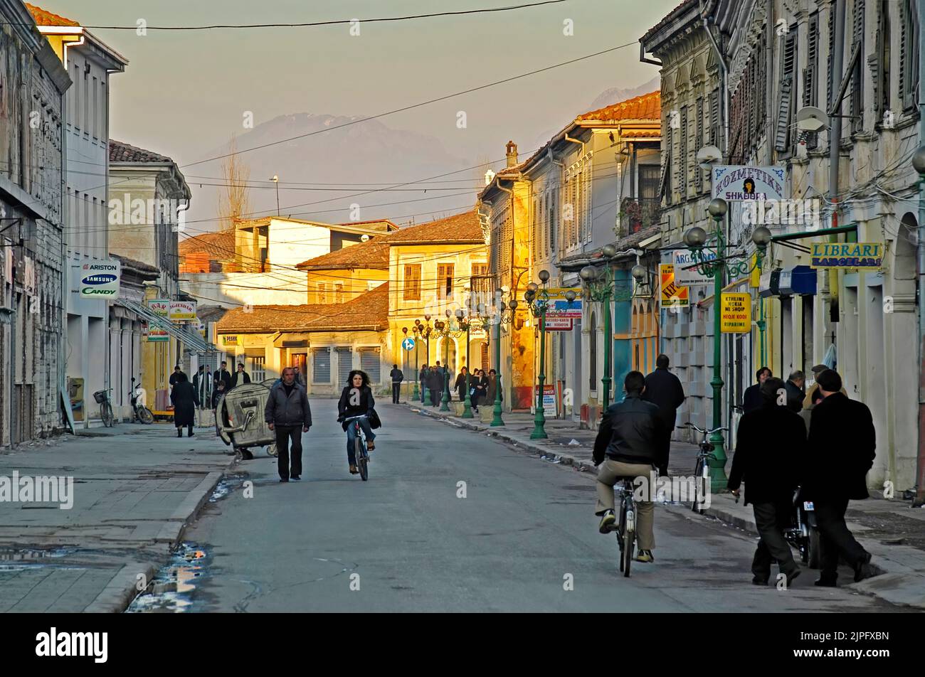 City street, Shkoder, northern Albania Stock Photo - Alamy