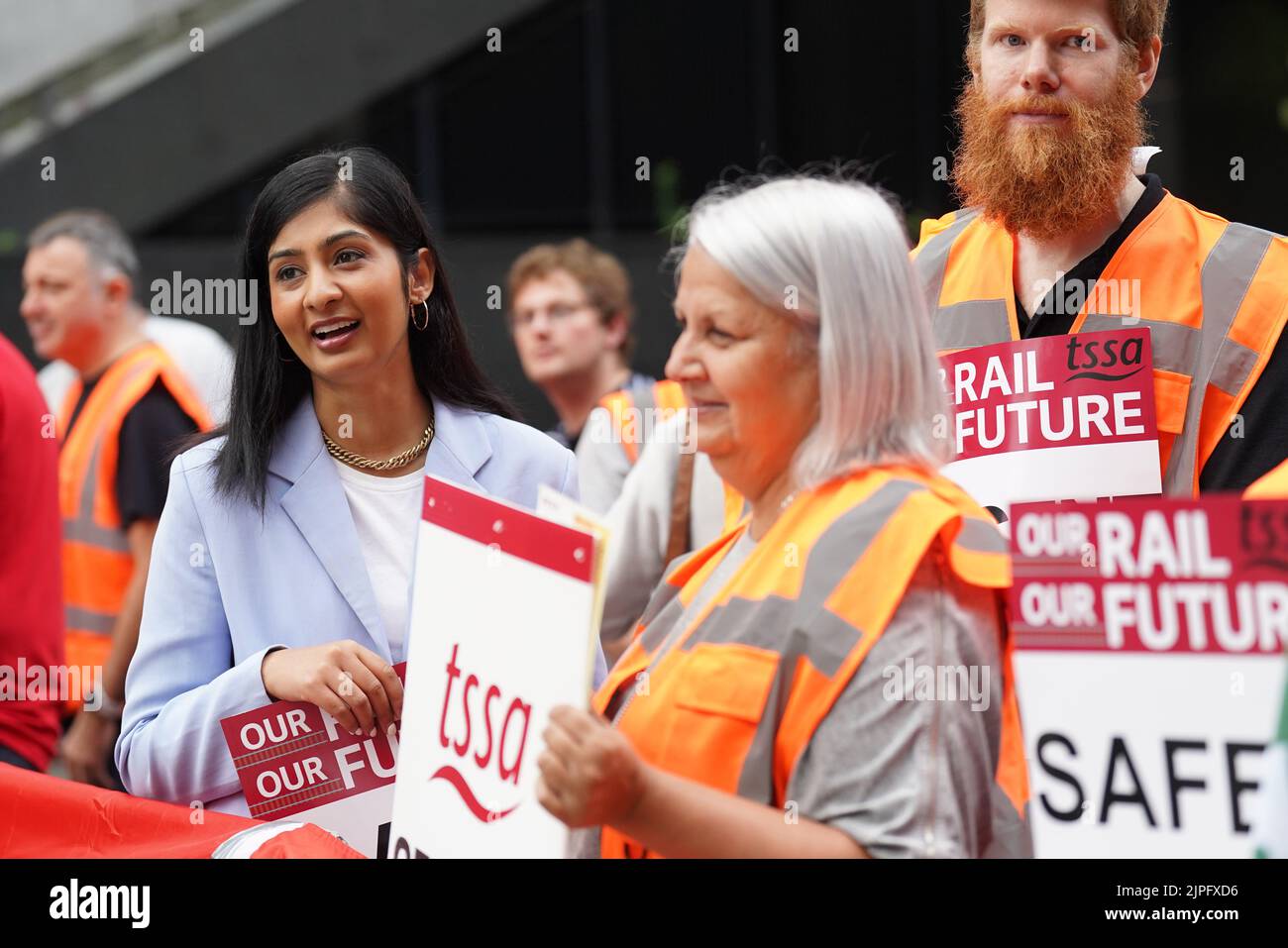 Zarah Sultana, Labour MP for Coventry South (left) on the picket line ...