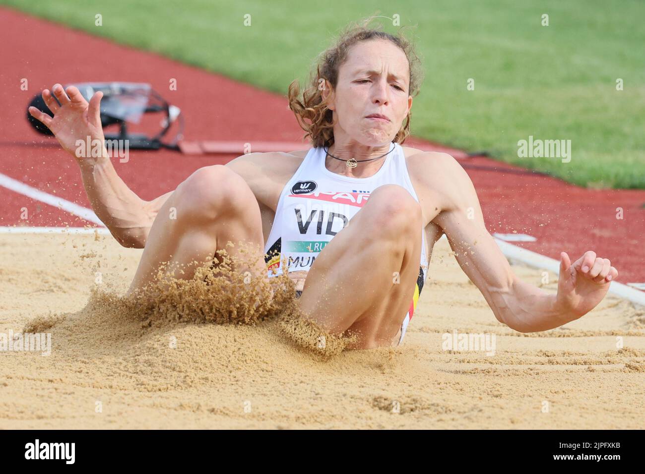 Belgian Noor Vidts pictured in action during the high jump event, at ...