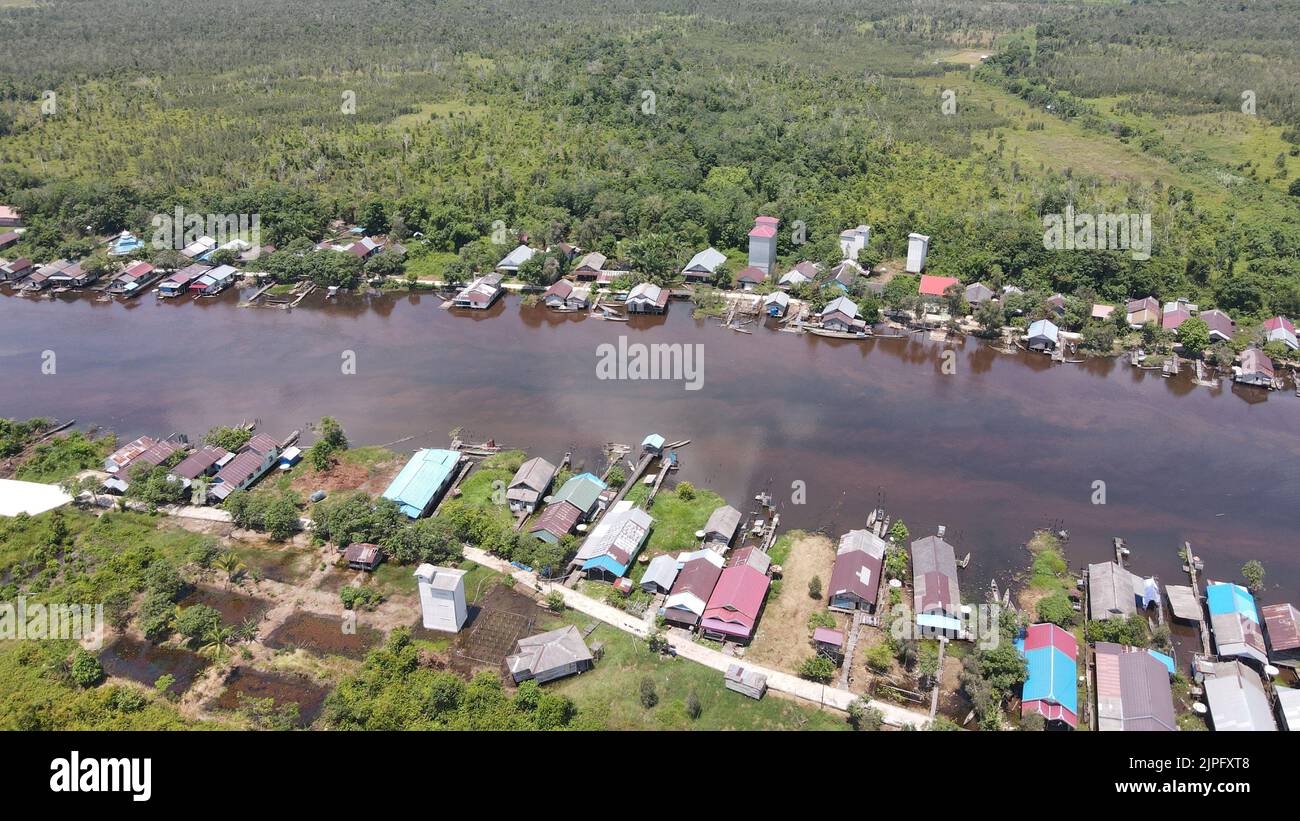 Talekung Punei Village house view and mengkatip river Stock Photo - Alamy