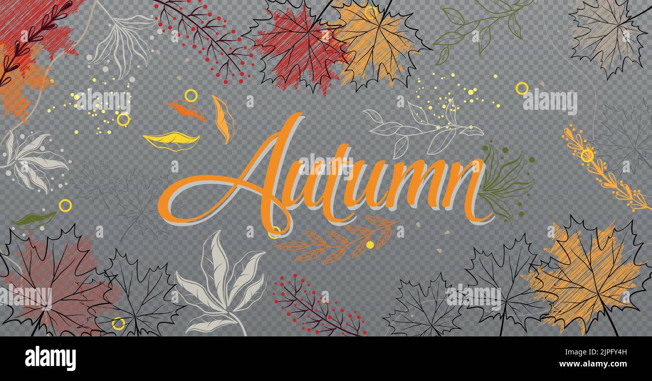Autumn background leaves, web template transparent background - Vector ...