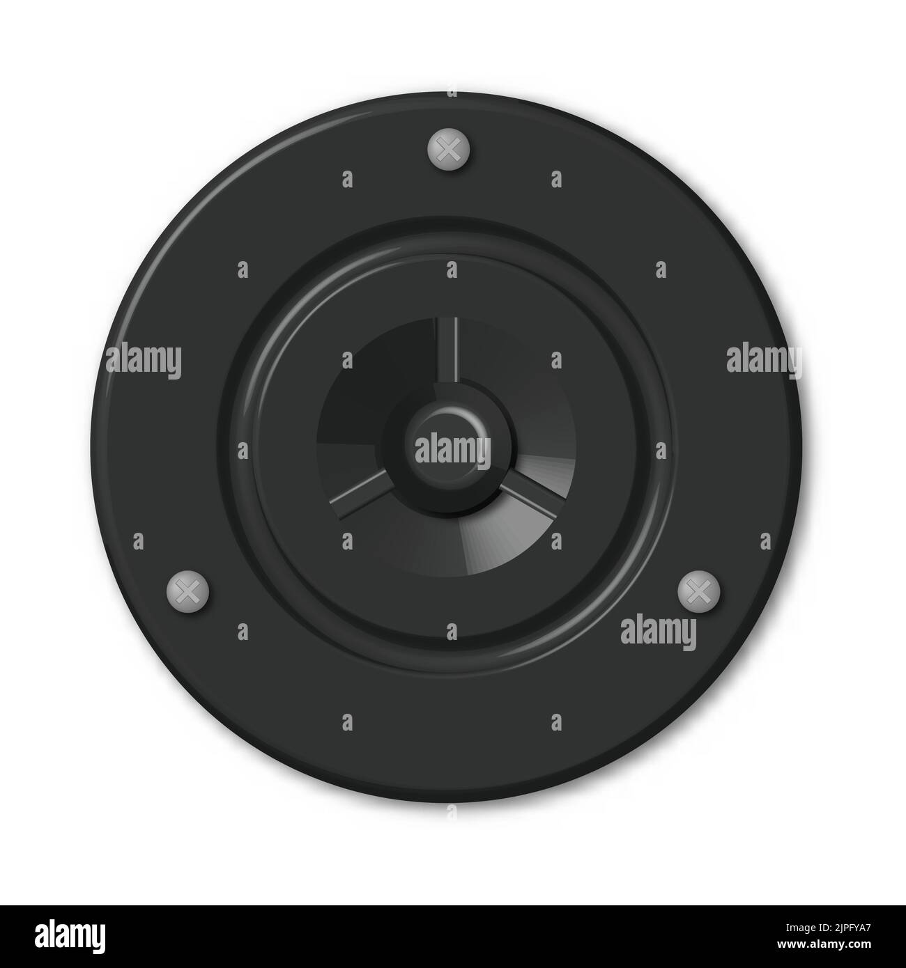 Photorealistic music speaker isolated on white background. Front view ...