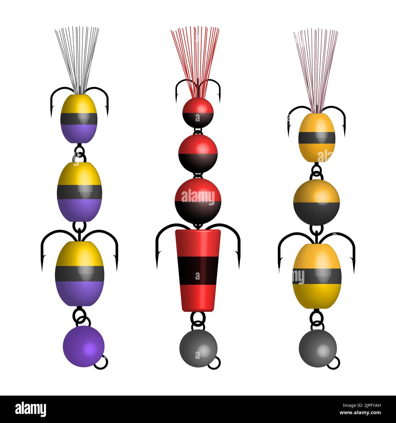 Set of artificial fishing baits mandula, isolated on white background ...