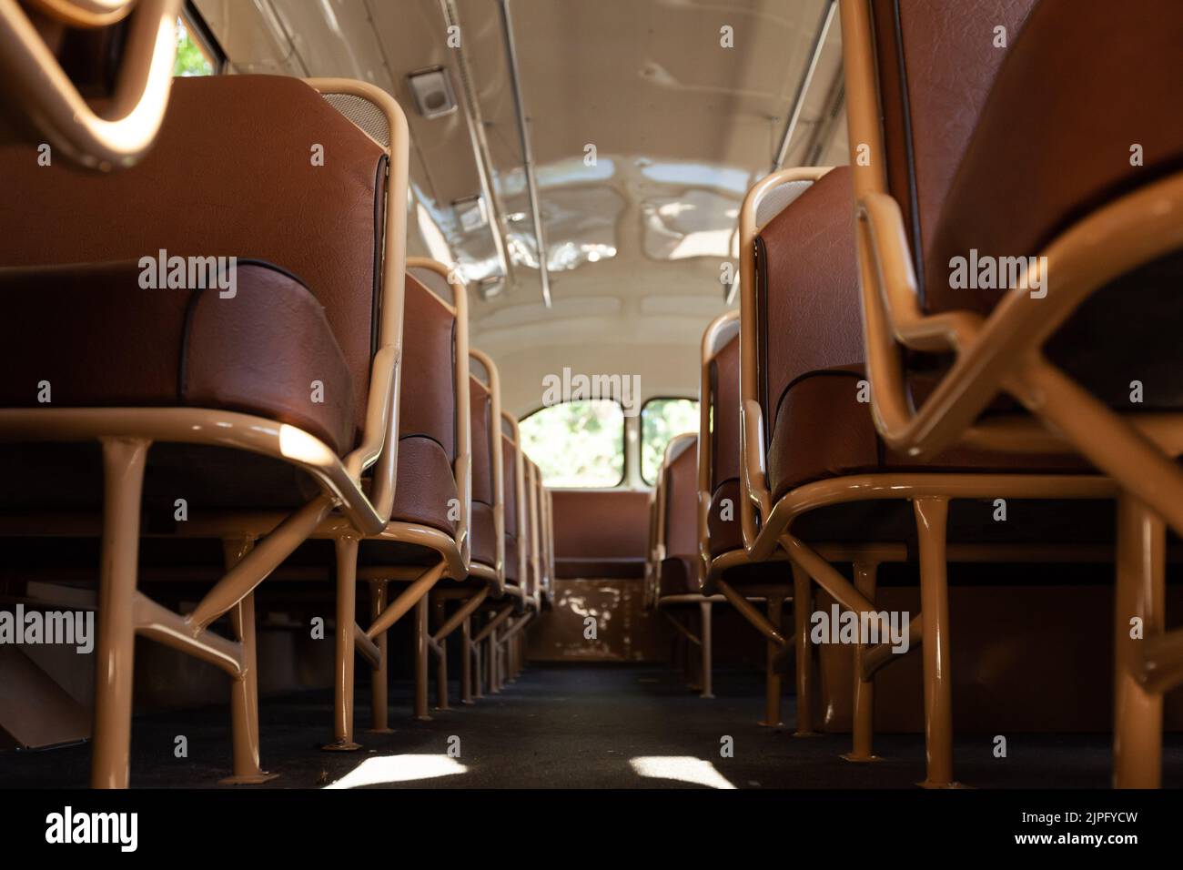 Washington, United States. 07th Aug, 2022. Interior of a 1951 Brill ...
