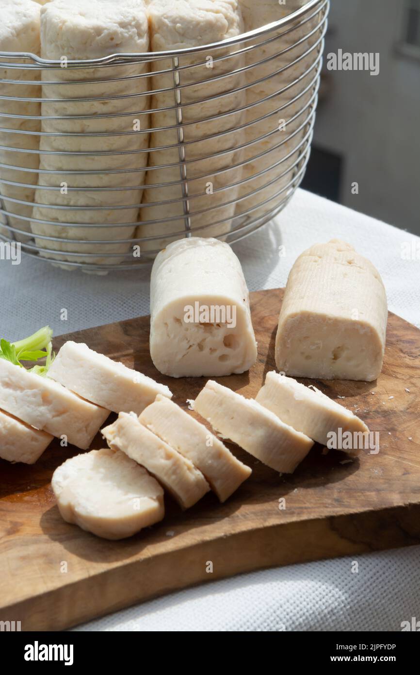 Artisan homemade organic white hard goat cheese from small goat farm in ...