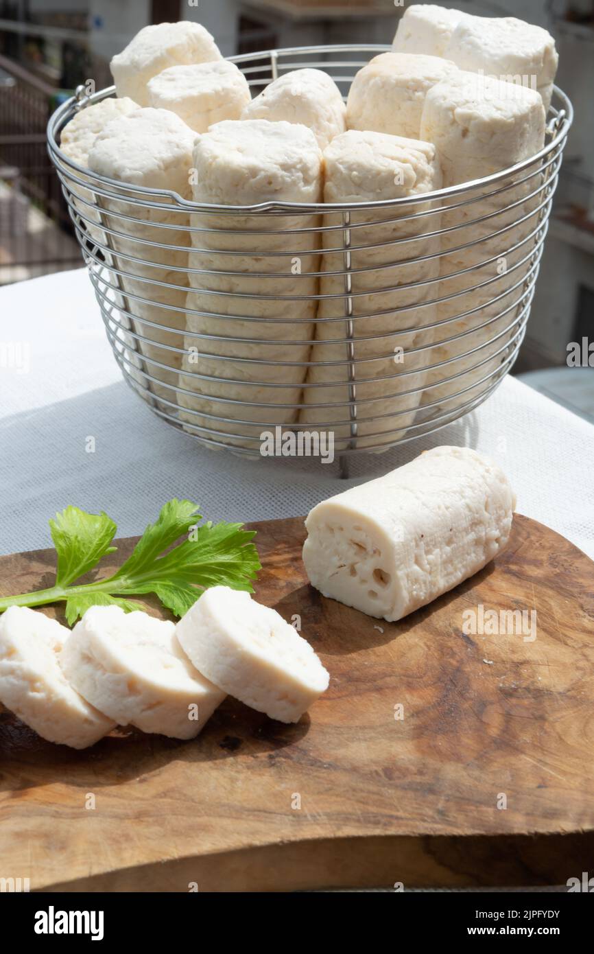 Artisan homemade organic white hard goat cheese from small goat farm in ...