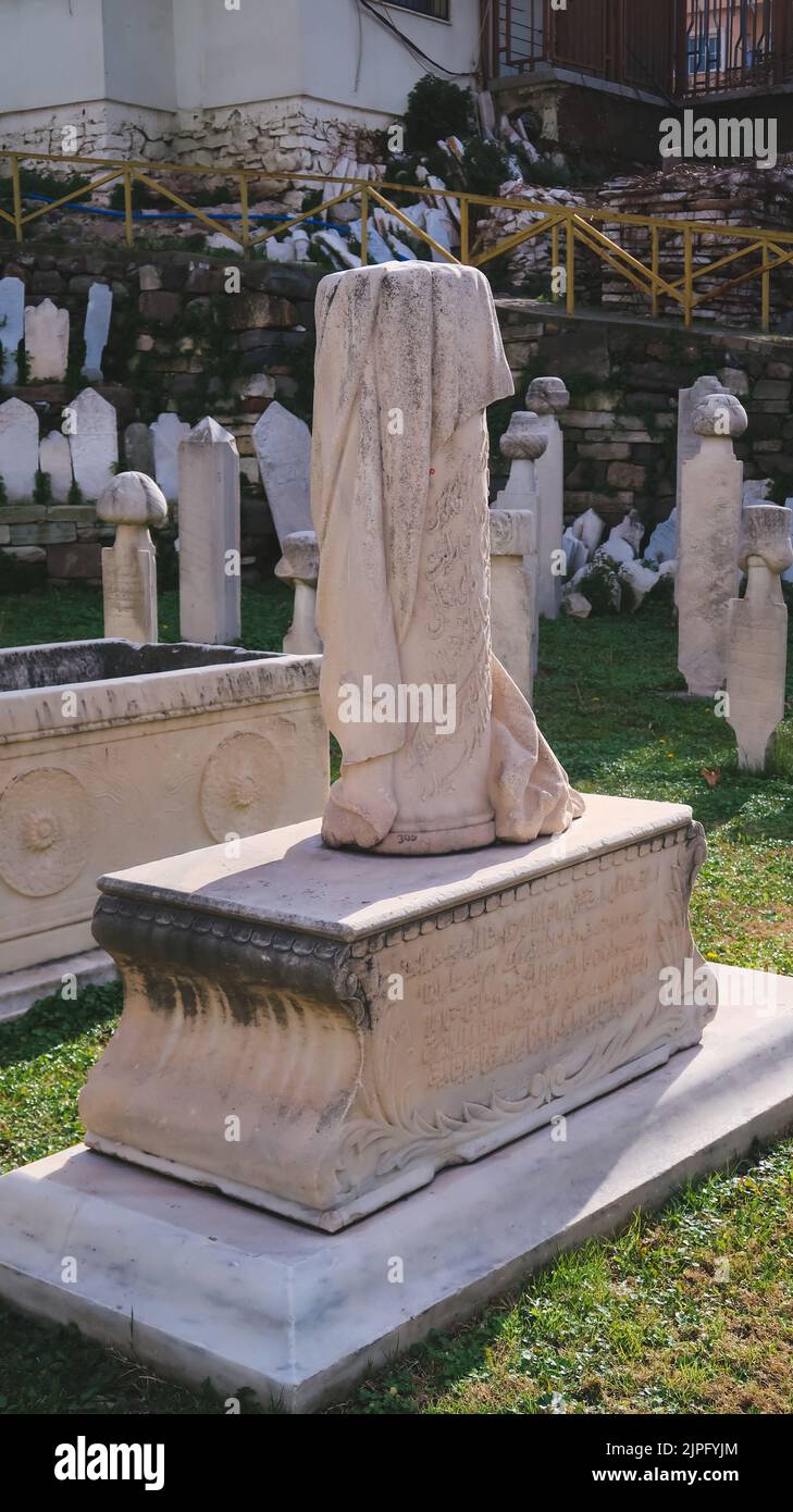 Thombs, statues and funerary plates inside the ancient city of Smyrna ...