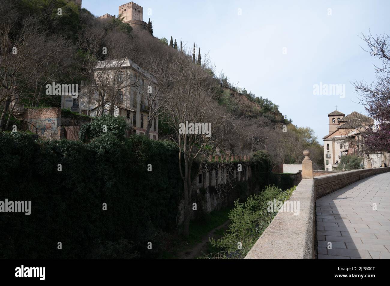 Walking in old central part of world heritage city Granada, Andalusia ...