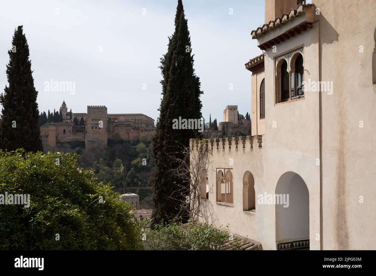 Walking in old central part of world heritage city Granada, Andalusia ...