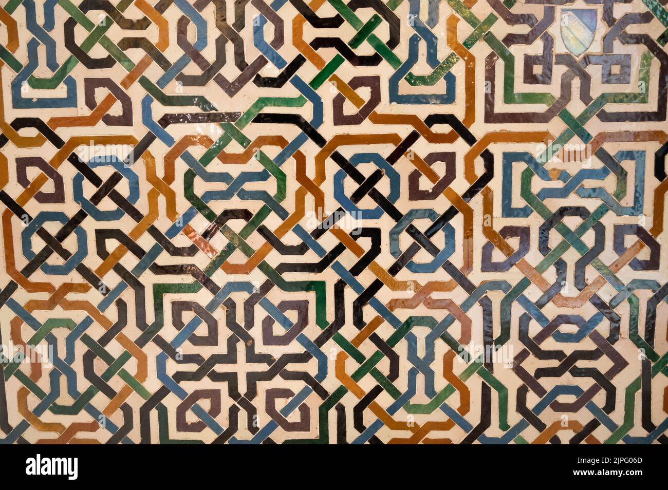 Ornamental medieval ceramic tiles of walls in Nasrid Palaces in the ...