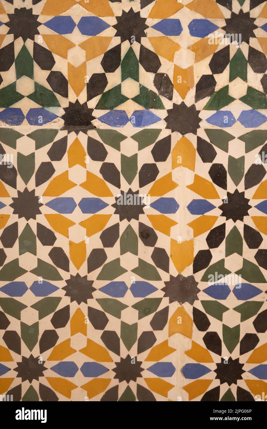 Ornamental medieval ceramic tiles of walls in Nasrid Palaces in the ...