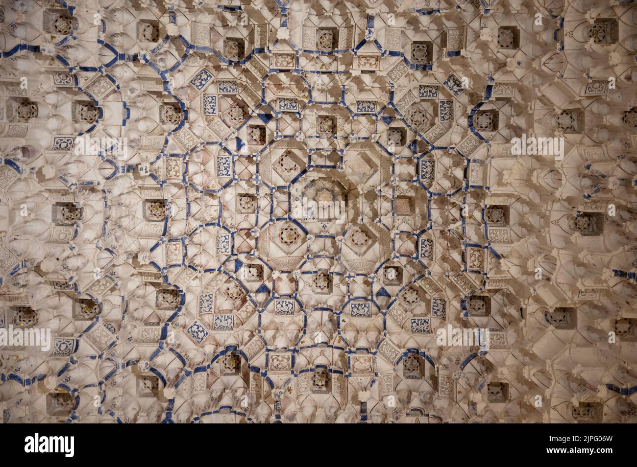 Ornamental ceiling and walls in Nasrid Palaces in the Alhambra palace ...