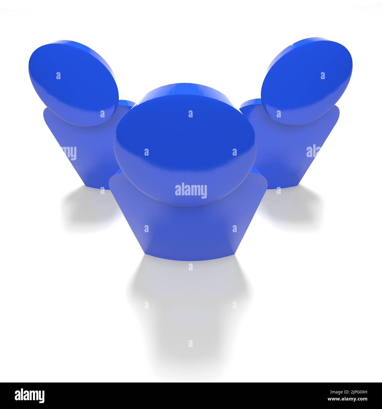 A team of three people in dark blue, bird view - 3D rendered Stock ...