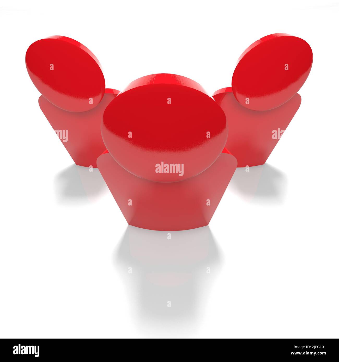 A team of three people in red, bird view - 3D rendered Stock Photo - Alamy