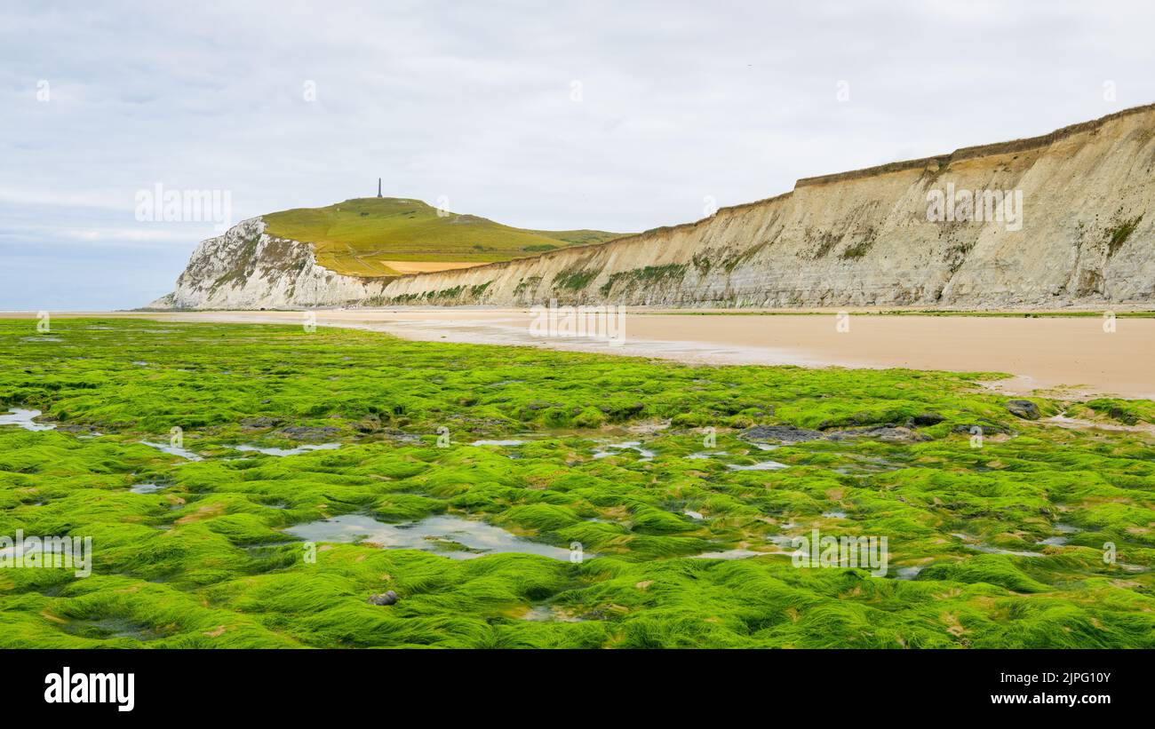Beach of Cap Blanc Nez in norther France on a cloudy day in summer ...