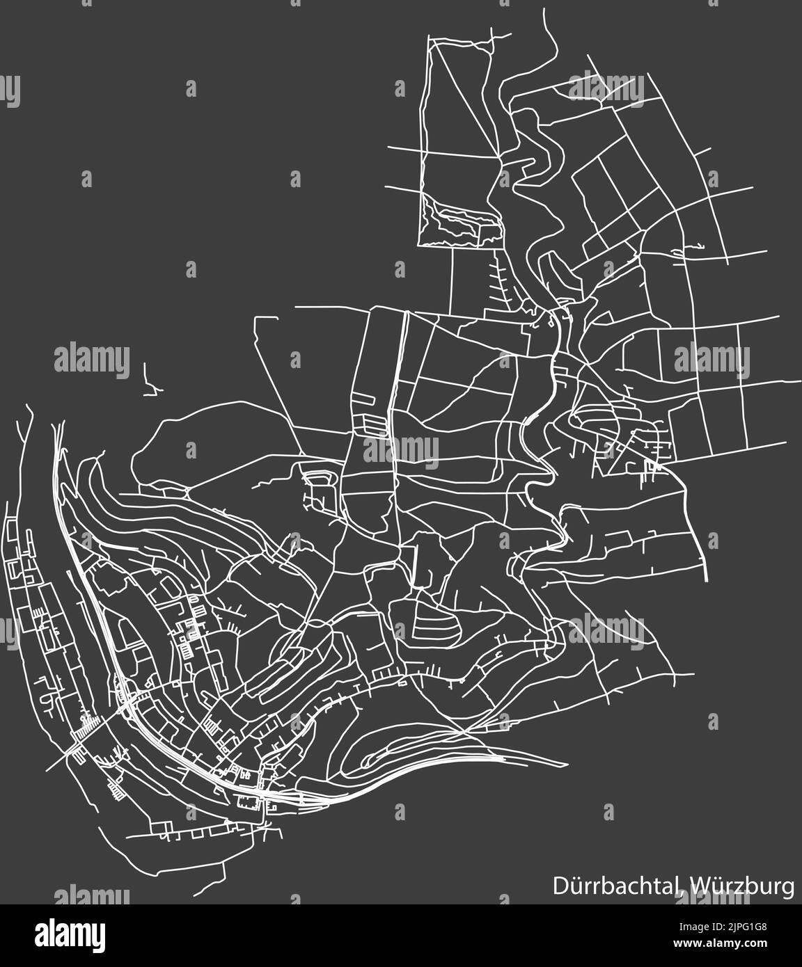 Street roads map of the DÜRRBACHTAL DISTRICT, WÜRZBURG Stock Vector ...