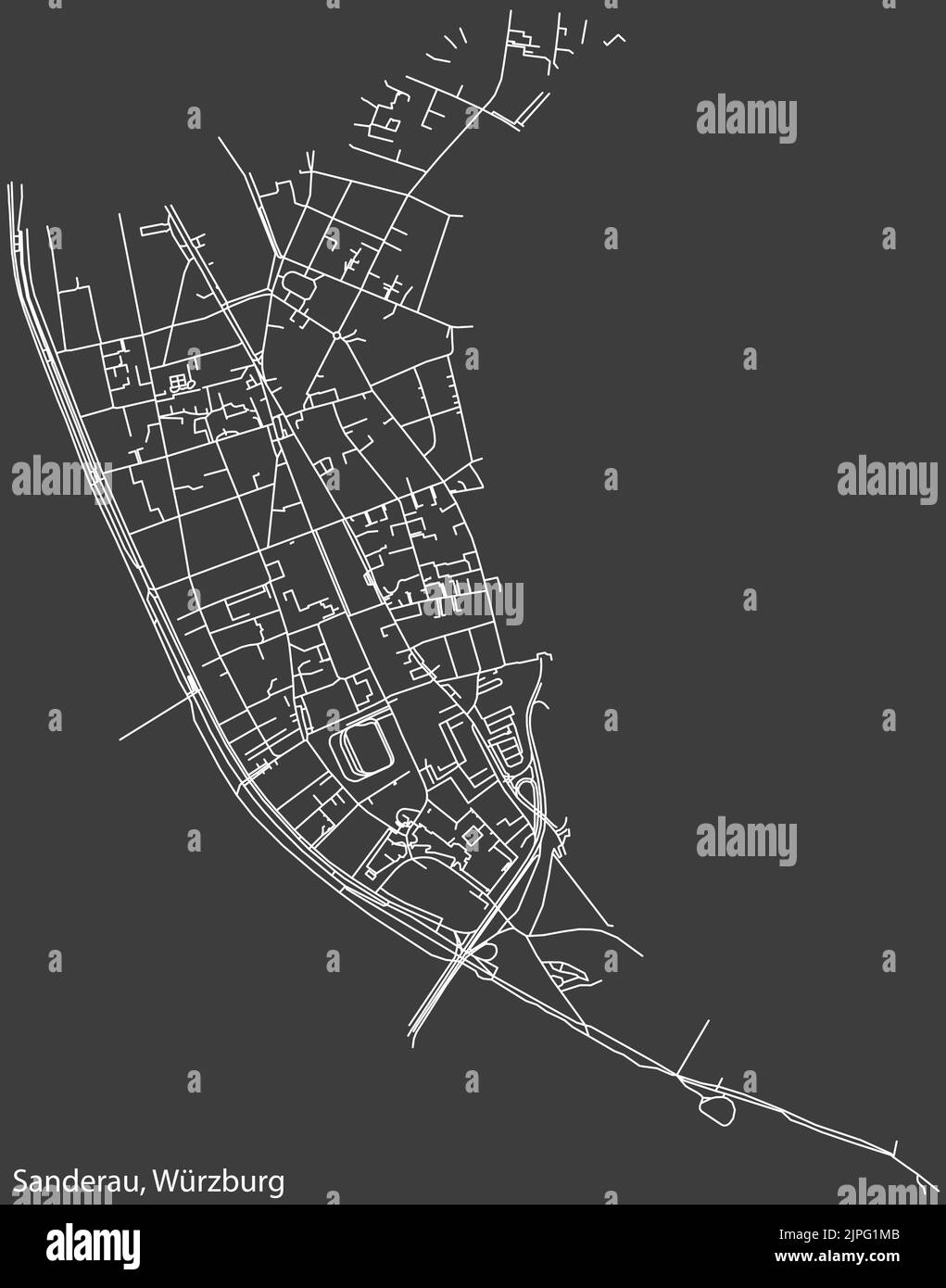 Street roads map of the SANDERAU DISTRICT, WÜRZBURG Stock Vector Image ...