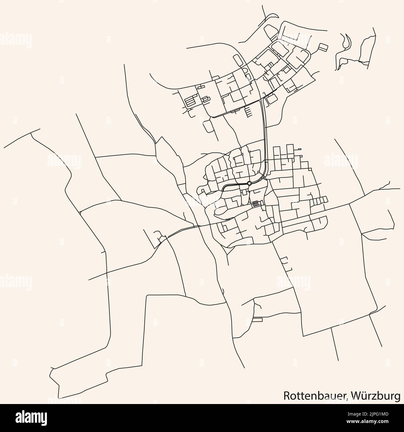 Street roads map of the ROTTENBAUER DISTRICT, WÜRZBURG Stock Vector ...