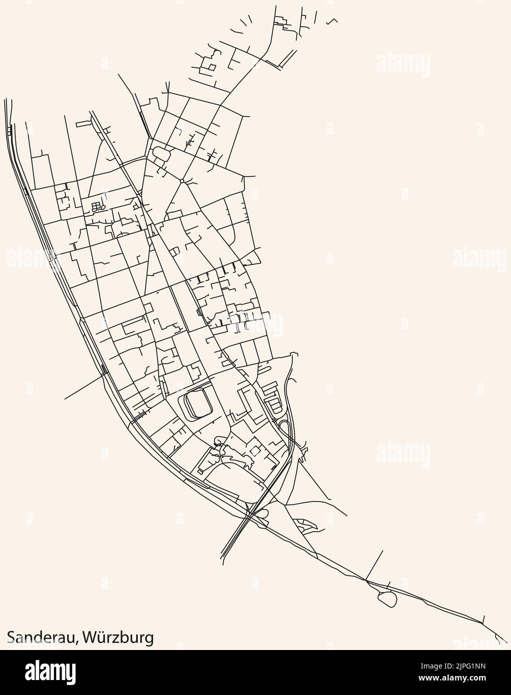 Street roads map of the SANDERAU DISTRICT, WÜRZBURG Stock Vector Image ...