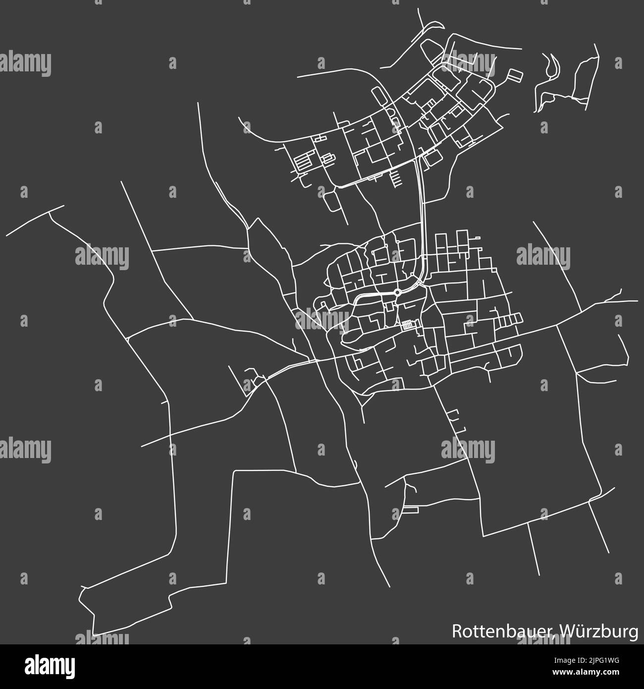 Street roads map of the ROTTENBAUER DISTRICT, WÜRZBURG Stock Vector ...