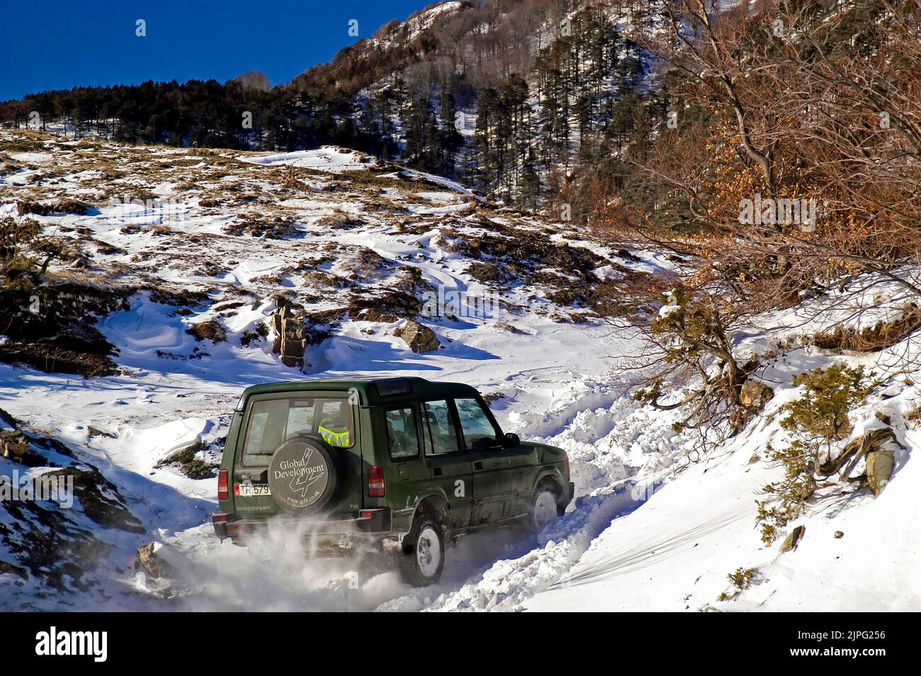 Winter snow on mountain road, northern Albania Stock Photo - Alamy